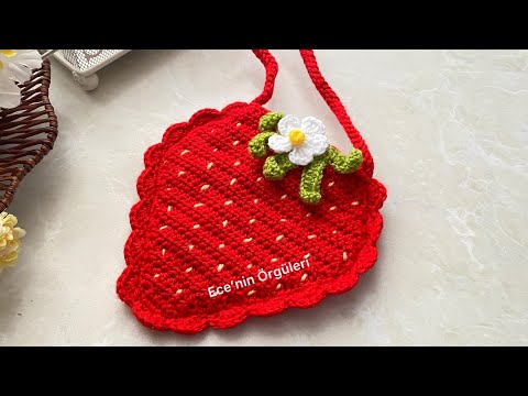 🍓 Crocheted Strawberry Baby Holiday Bag /Çocuklar için Tığ işi Çilekli Bayram Çantası /Çocuk Çantası