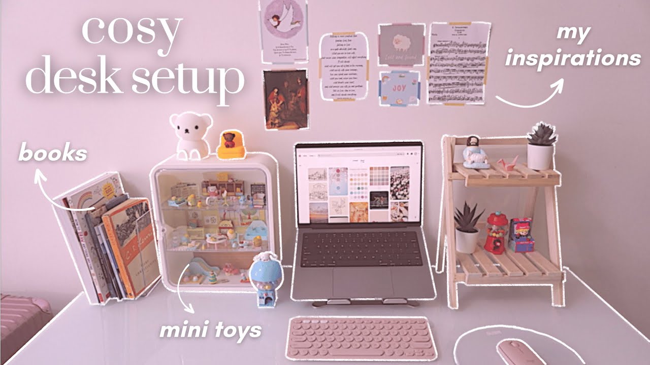 my cosy desk setup🌷| cute, functional, inspiring & calming ☘️ - YouTube