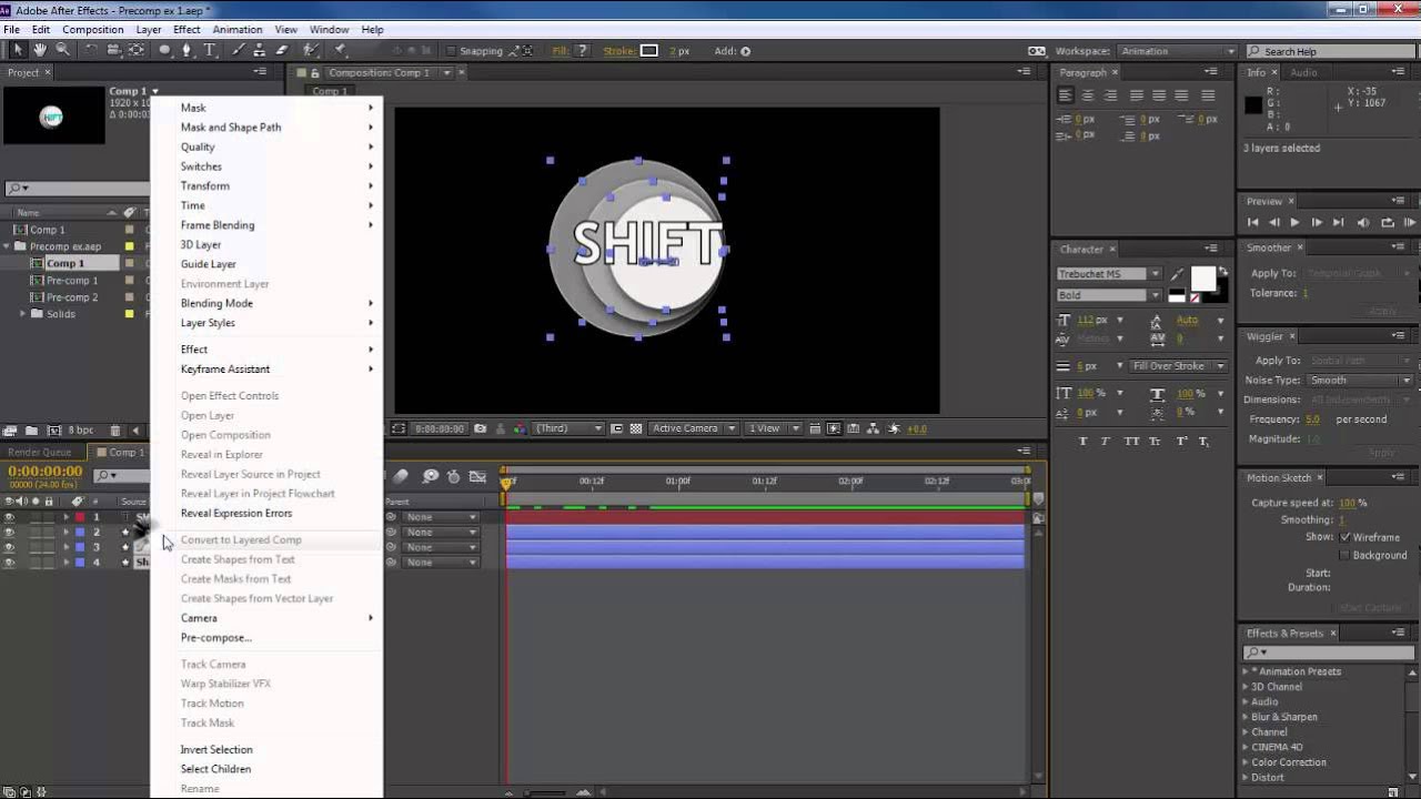 After effects CC pre-compose and trakmat - YouTube