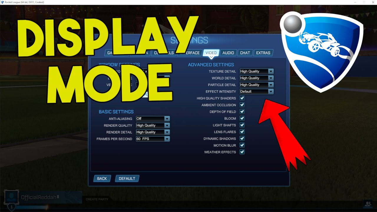 How to Change Your RESOLUTION and DISPLAY MODE On Rocket League - YouTube