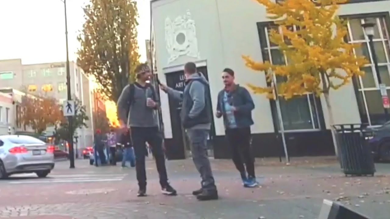 😡"THE HEATHEN RAGE!!!" #2....(Street preaching on halloween in Victoria ...