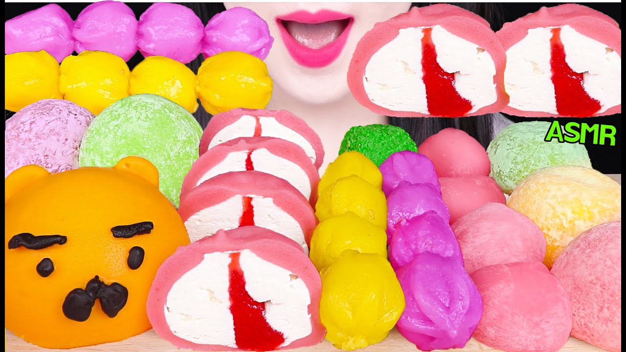 Asmr Strawberry Ice Cream Honey Green Tea Mango Blueberry Rice Cake