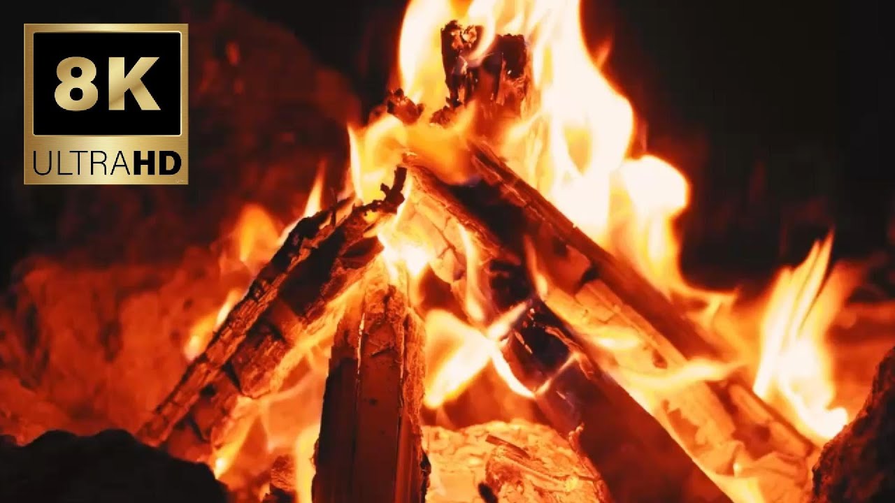 Warm Fireplace and Ambient Image in 8K - YouTube