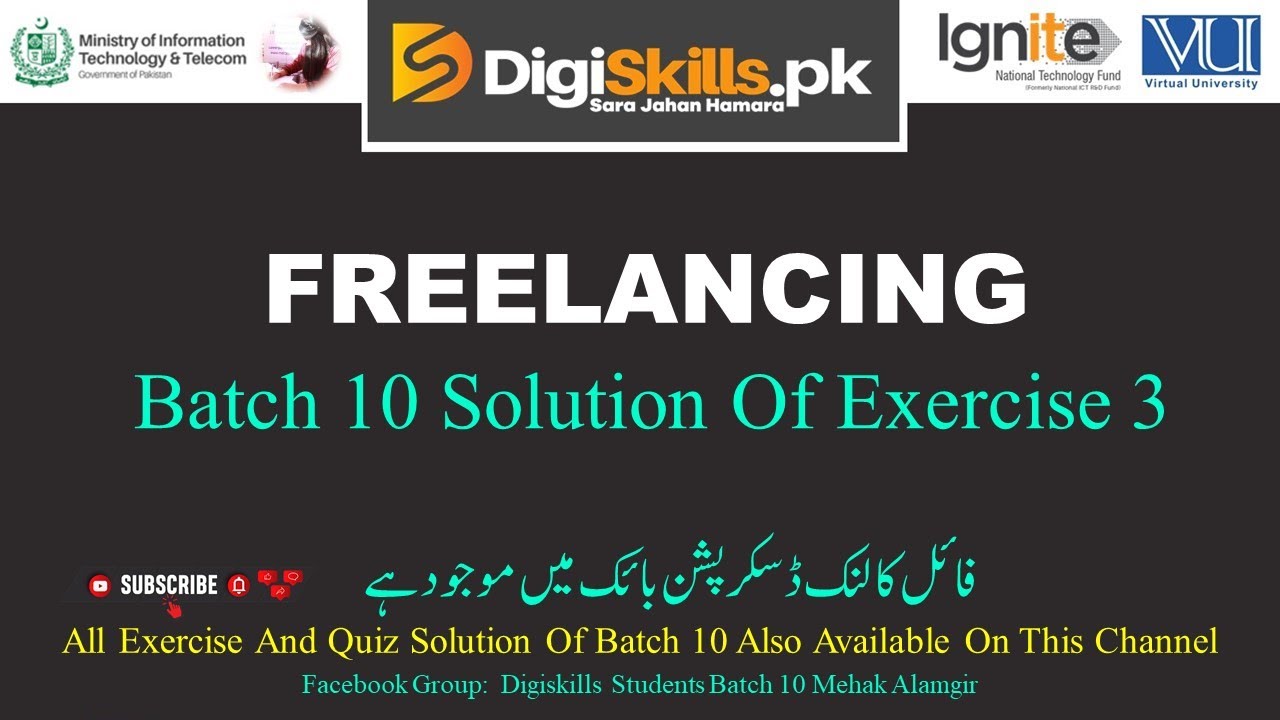 Digiskills Freelancing Exercise 3 Batch 10 Solution | Freelancing Exercise 3 Batch 10 - YouTube