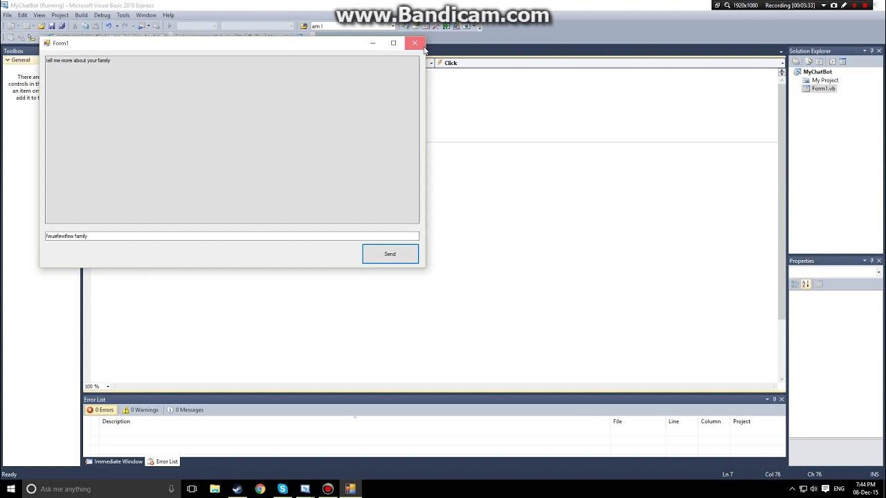 VB.Net Tutoial: Chat bot using string method contain (Visual Basic 2010 ...