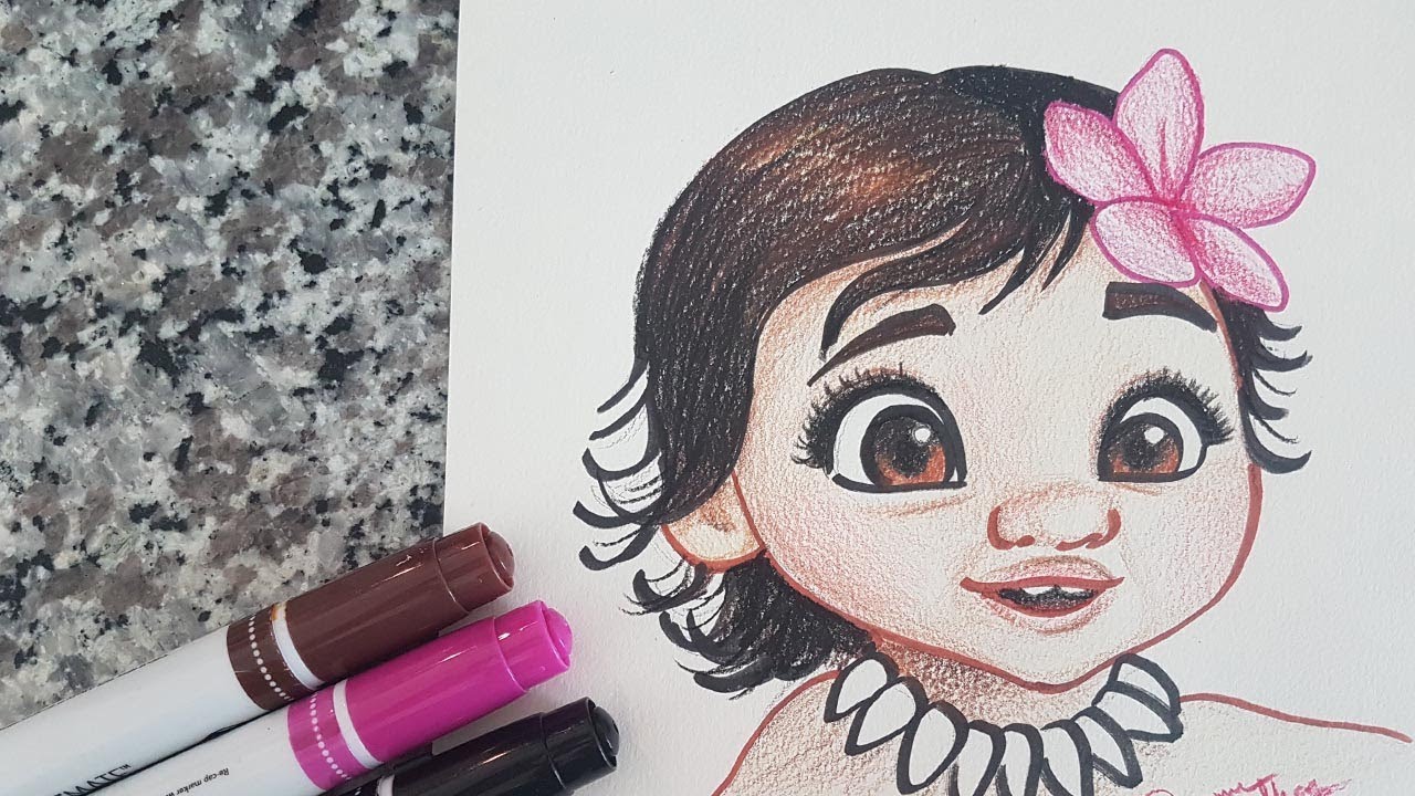DRAWING BABY MOANA - DESENHANDO BEBÊ MOANA - YouTube
