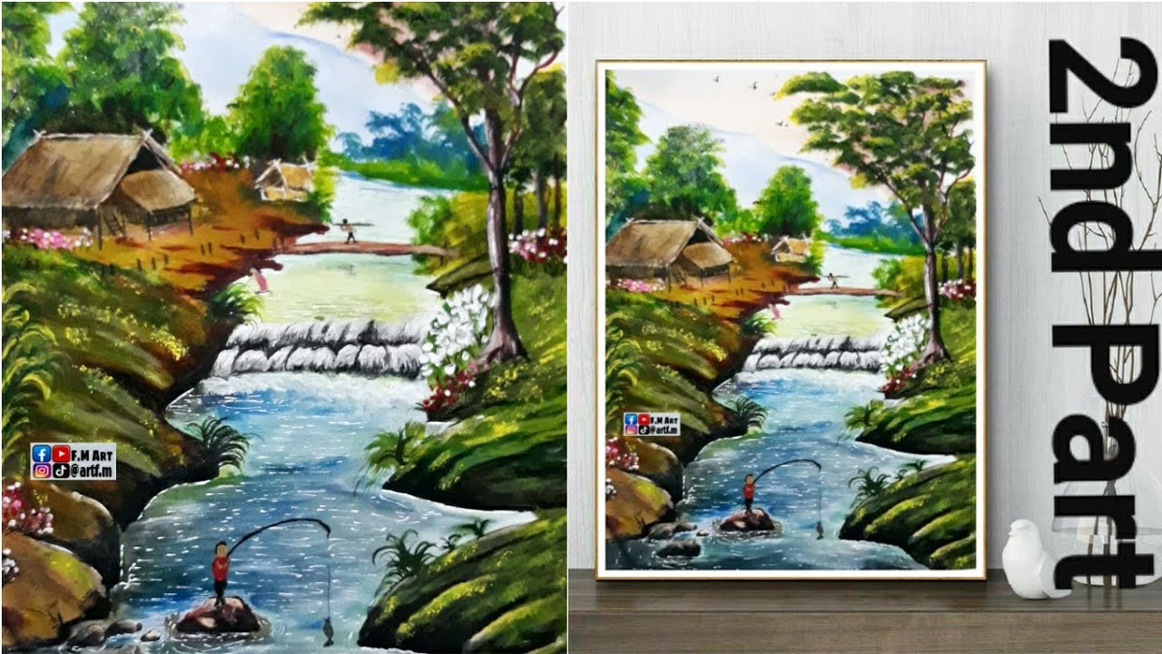 Painting of A Village | Poster Colour painting |2nd part |Fmart - YouTube