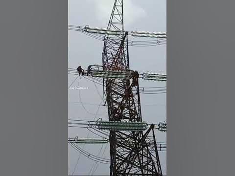 ⏯31 sutet 500 kv-pemasangan cradle mengganti isolator - YouTube
