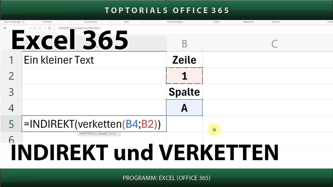 INDIREKT und VERKETTEN ganz einfach | Excel 365 Tutorial - YouTube