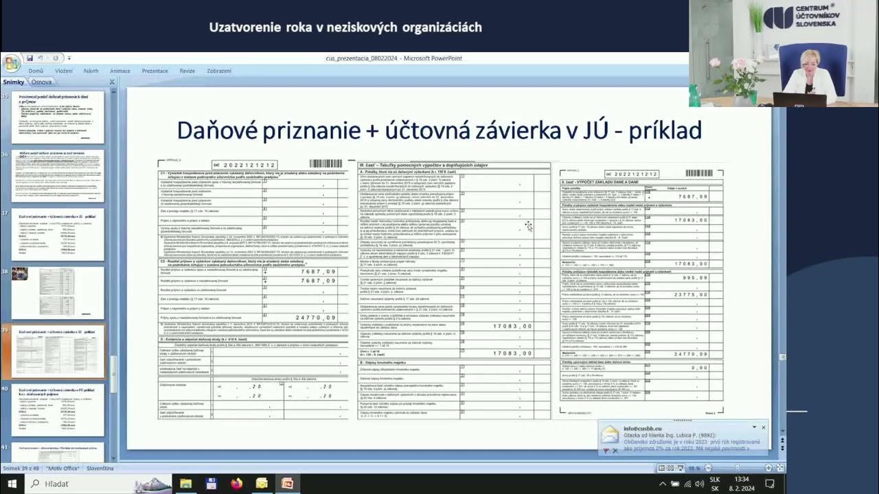 Príklad na vyplnenie daňového priznania v neziskovej organizácii - YouTube