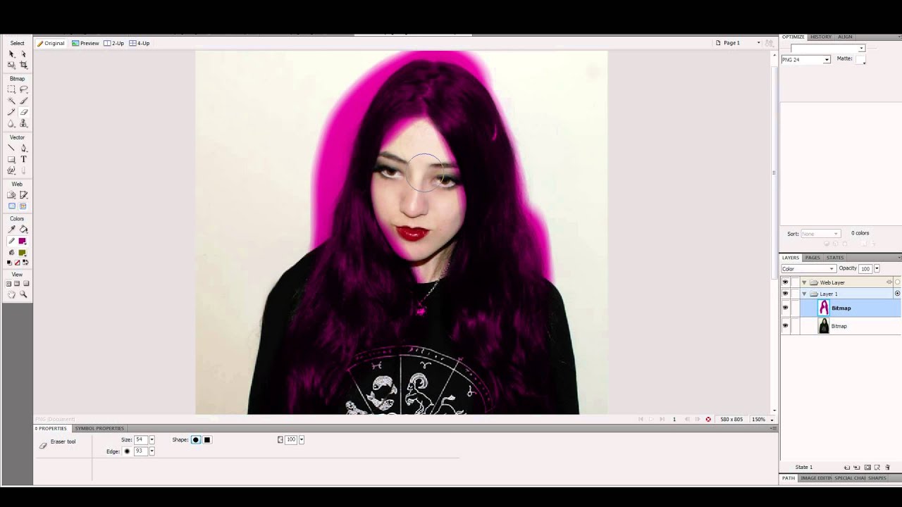 Changing hair colour in Adobe Fireworks - YouTube
