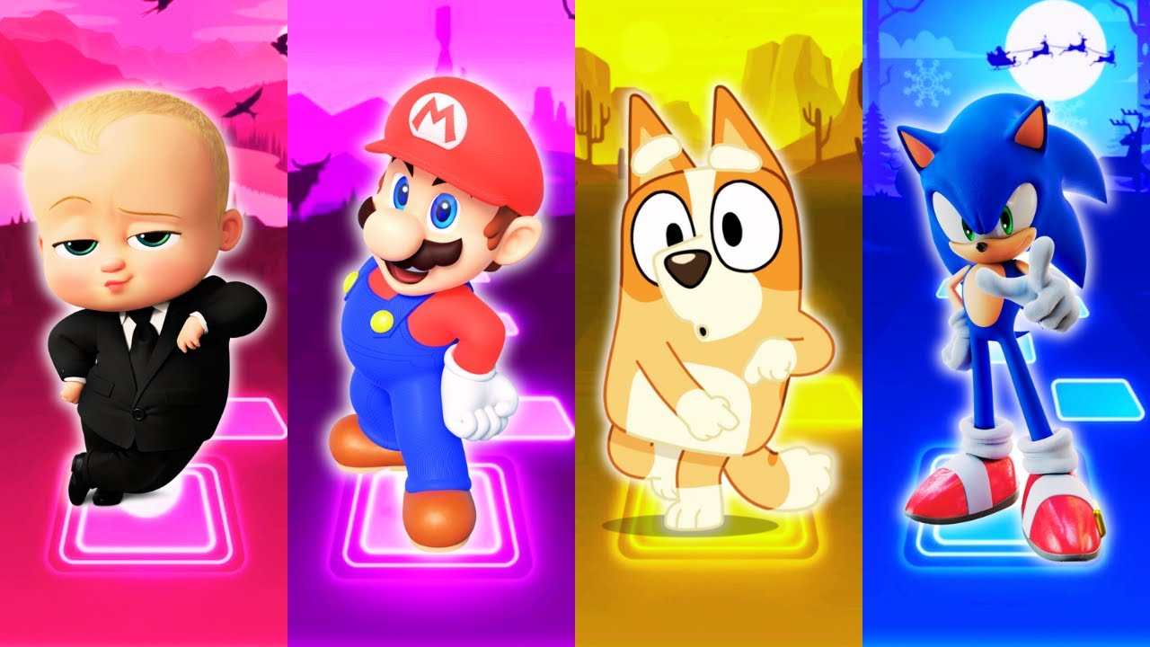 The Boss Baby - The Super Mario Bros - Bluey Bingo - Sonic - Tiles Hop ...