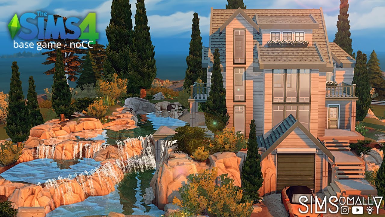 CASCADE // Sims 4 Speed Build -- Gorgeous Cliffside Waterfall Home with ...