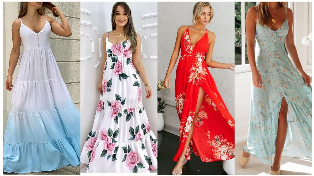 Unique long casual Gown styles for women/ Beautiful stylish floral long ...