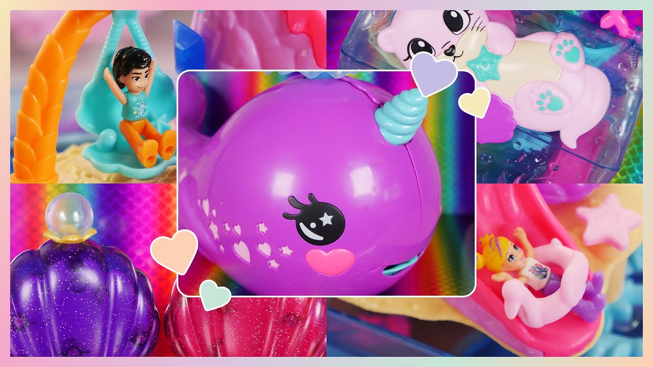 SHOWCASE Polly Pocket Sparkle Cove Adventure: Narwhal Boat, Lagoon ...