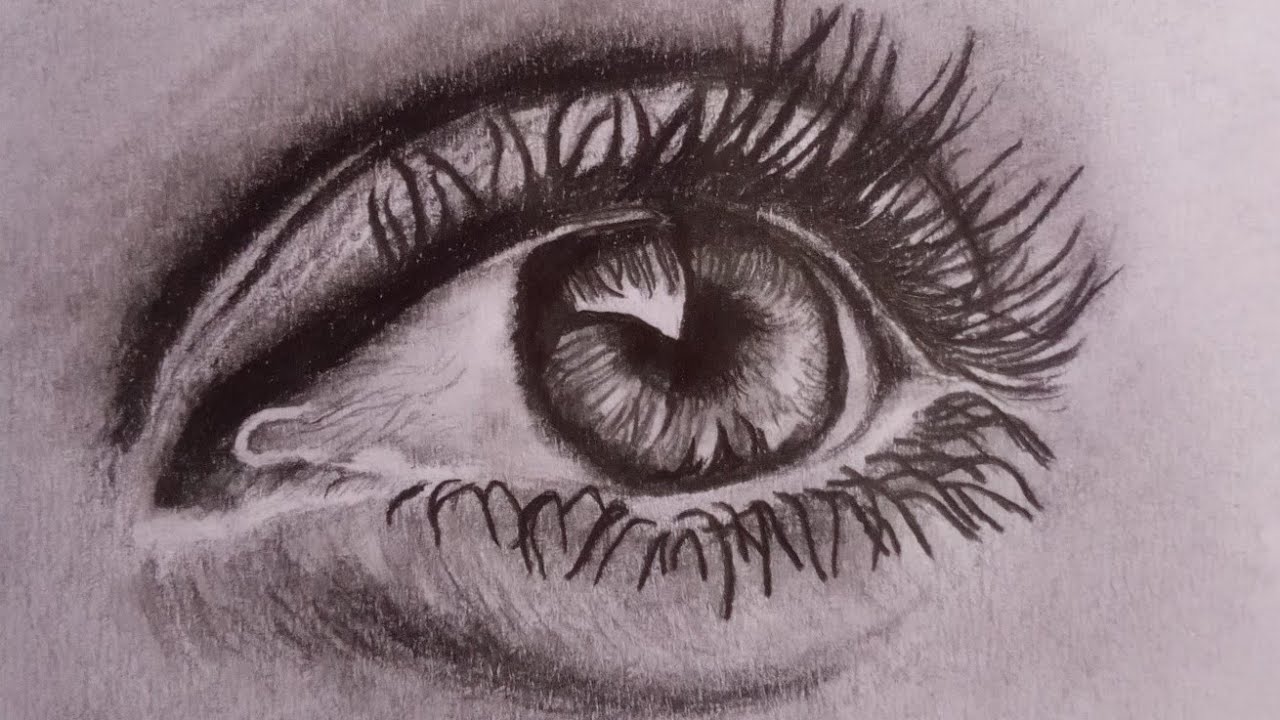 How to draw realistic eye step by step on A4 paper. Easy drawing ...