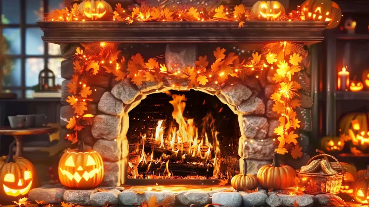 Cozy Autumn Fireplace 🔥 | 8h Crackling Fire Sounds | Fall Ambience for ...