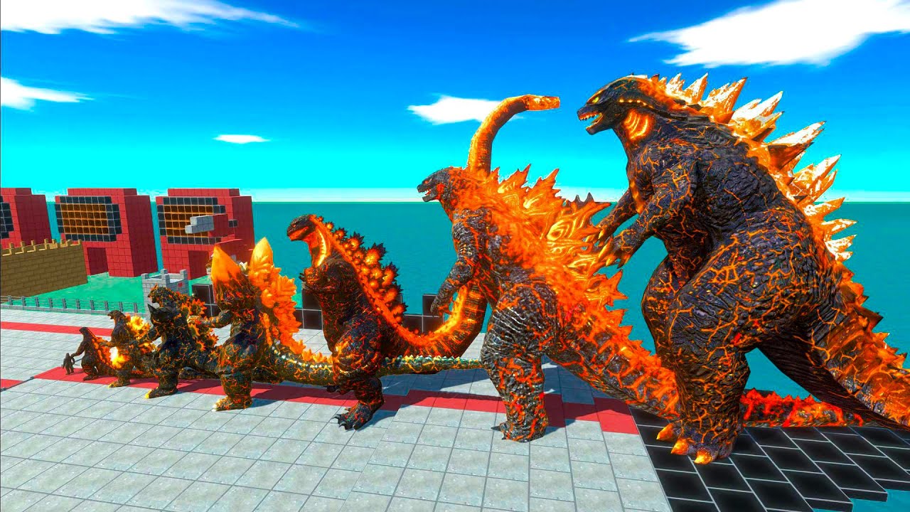 EVOLUTION of GODZILLA 2014 ORANGE Size Comparison VS Team Ice BIOLLANTE ...