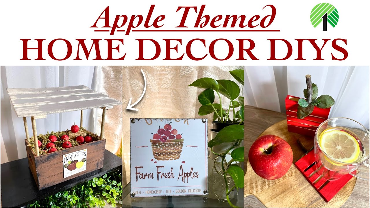 🍎 3 EASY MUST TRY Apple Themed Home Decor Diys! NEW Dollar Tree Diys ...