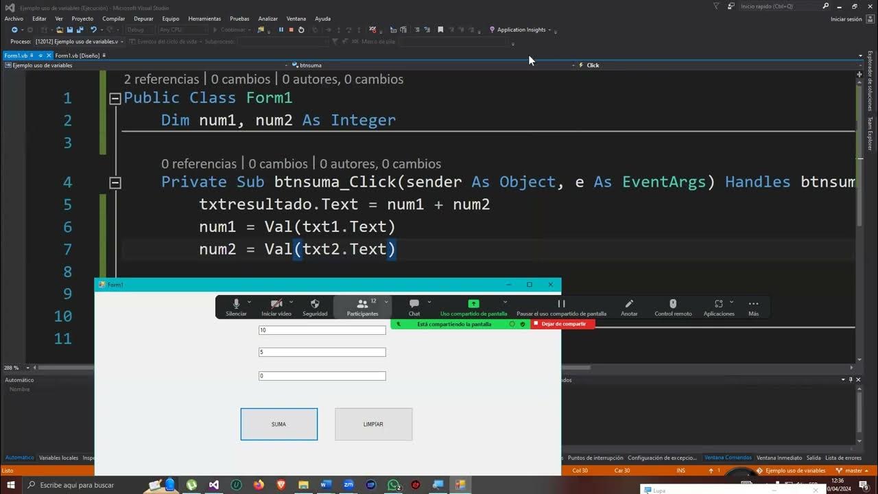 6to Secre 2024 -10/04/24 - Uso de variables en Visual Basic Net - YouTube