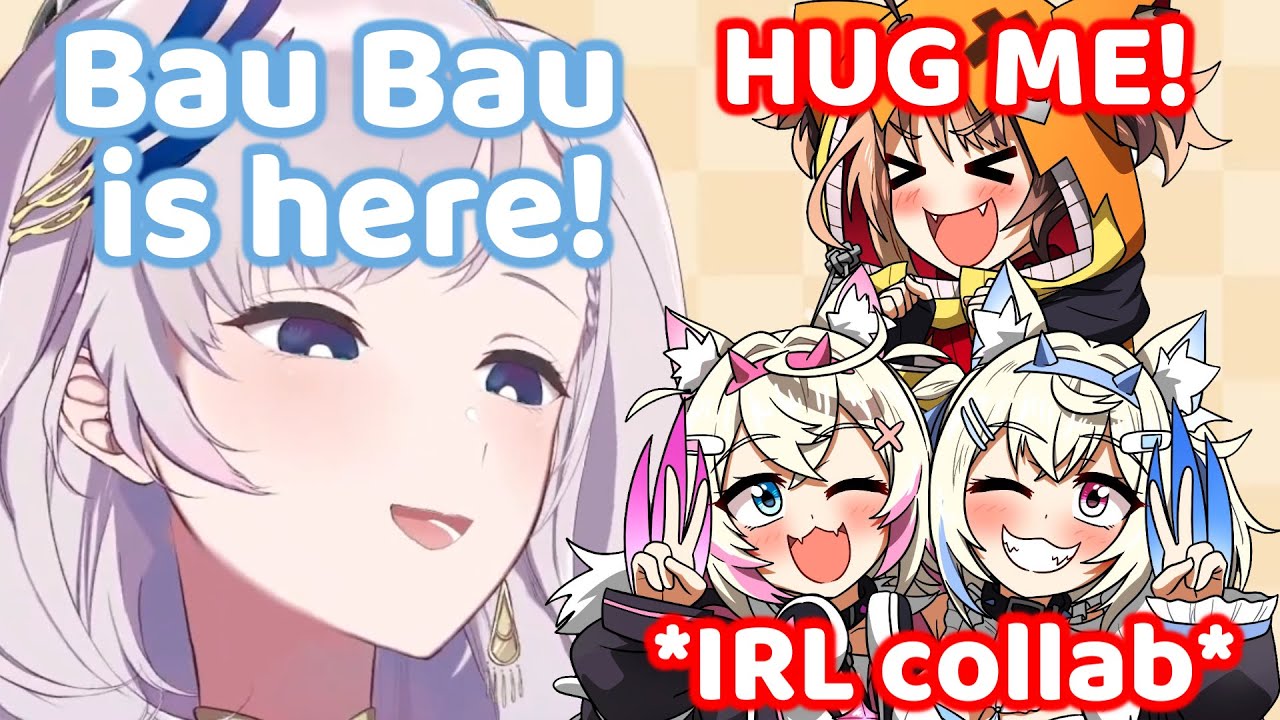 FuwaMoco suddenly barging in on Gigi and Reine off collab IRL ...