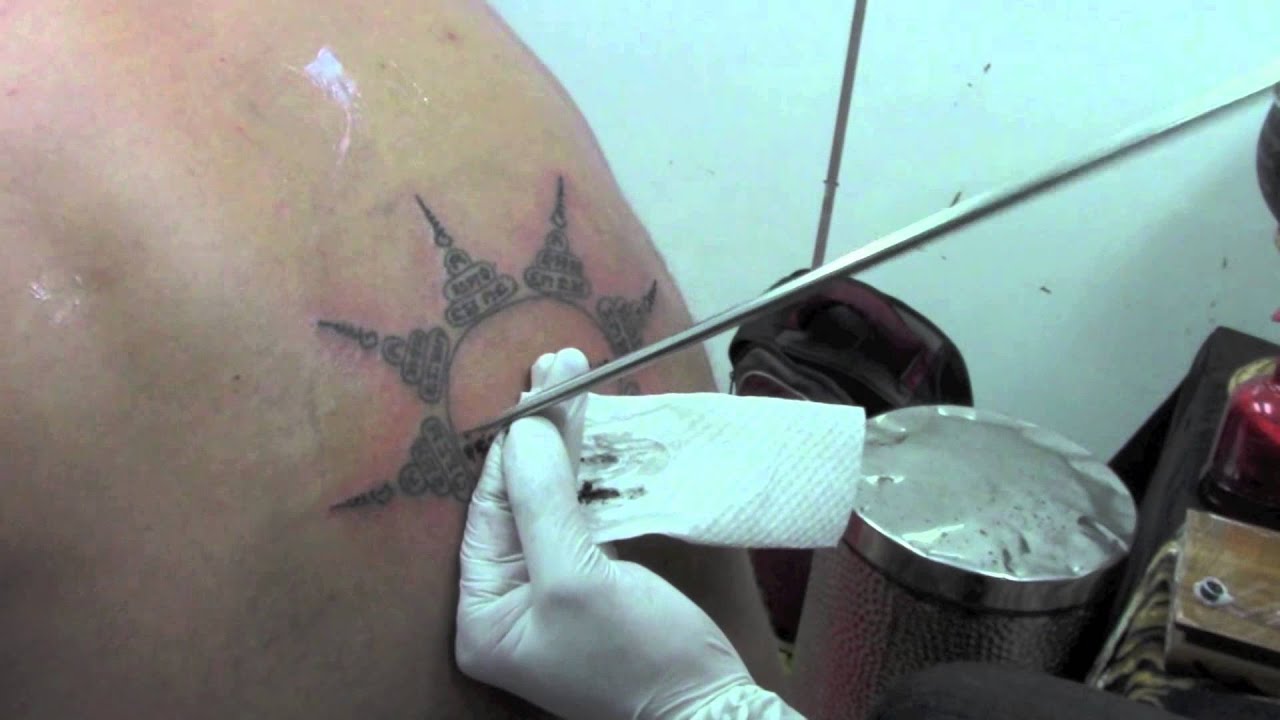 Sak Yant Tattoo Traditional Khmer Paed Tidt Bangkok Thailand Ruesi ...