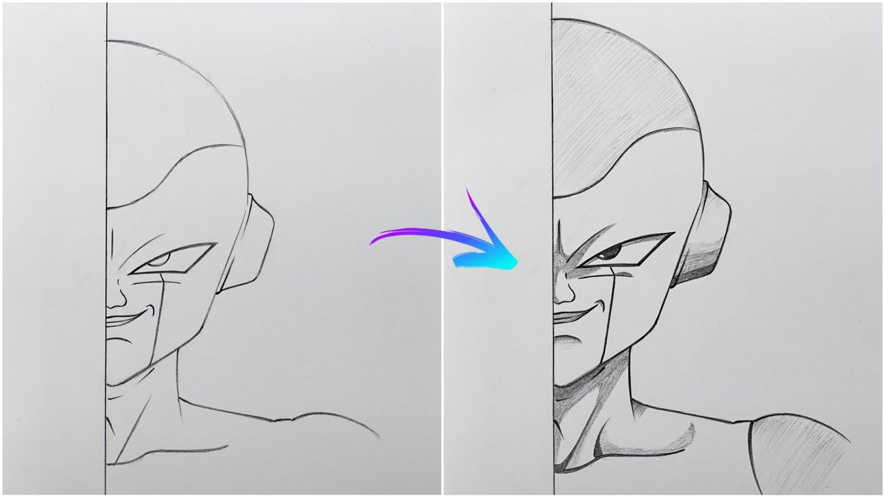 Drawing Frieza from Dragon Ball Z [ half face ] - YouTube