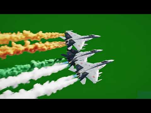 FREE No Copyright Green Screen Indian Air Force Tri-Color Smoke 🇮🇳✈️ | Cinematic Overlay | 4K Video