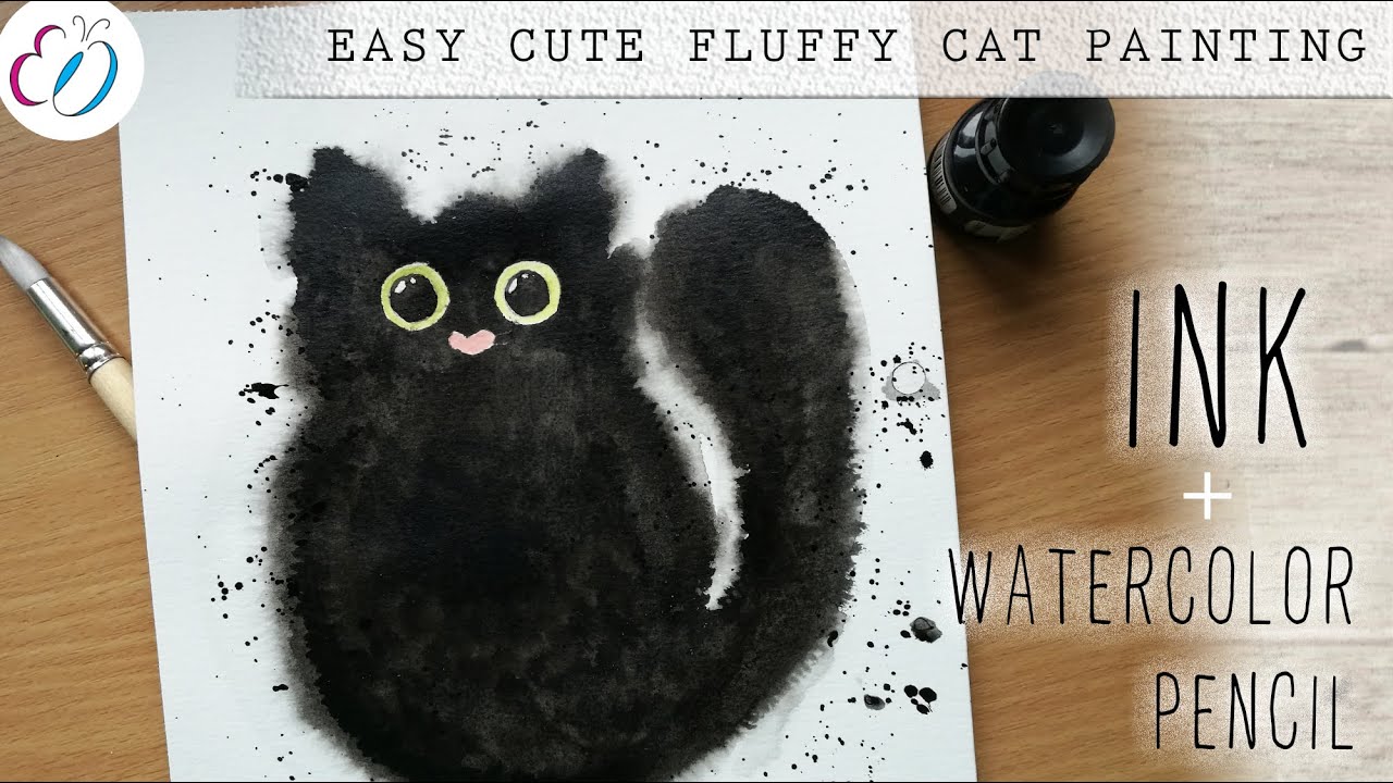 INK CAT PAINTING TUTORIAL | Easy step by step tutorial - YouTube