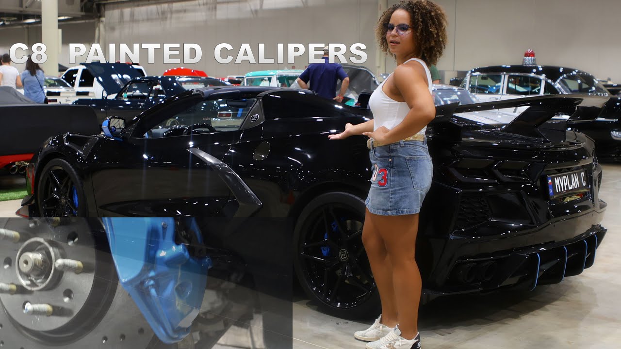 C8 PAINTED CALIPERS AND INSTALLED DRILLED SLOTTED ROTORS - YouTube