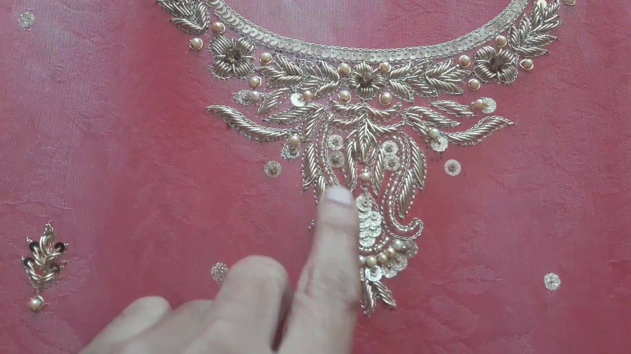 dabka work#sequins work#bridal work - YouTube