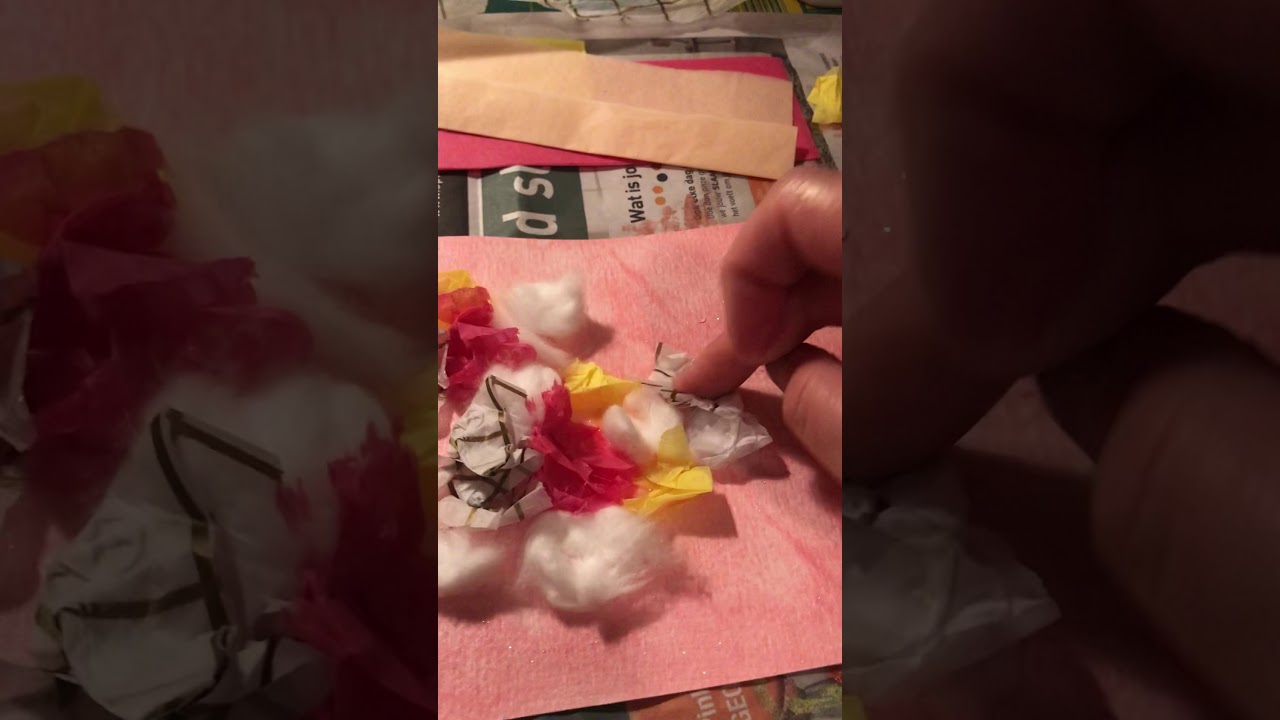 Vloei papier in combinatie met watten bolletjes. Deel 2. - YouTube