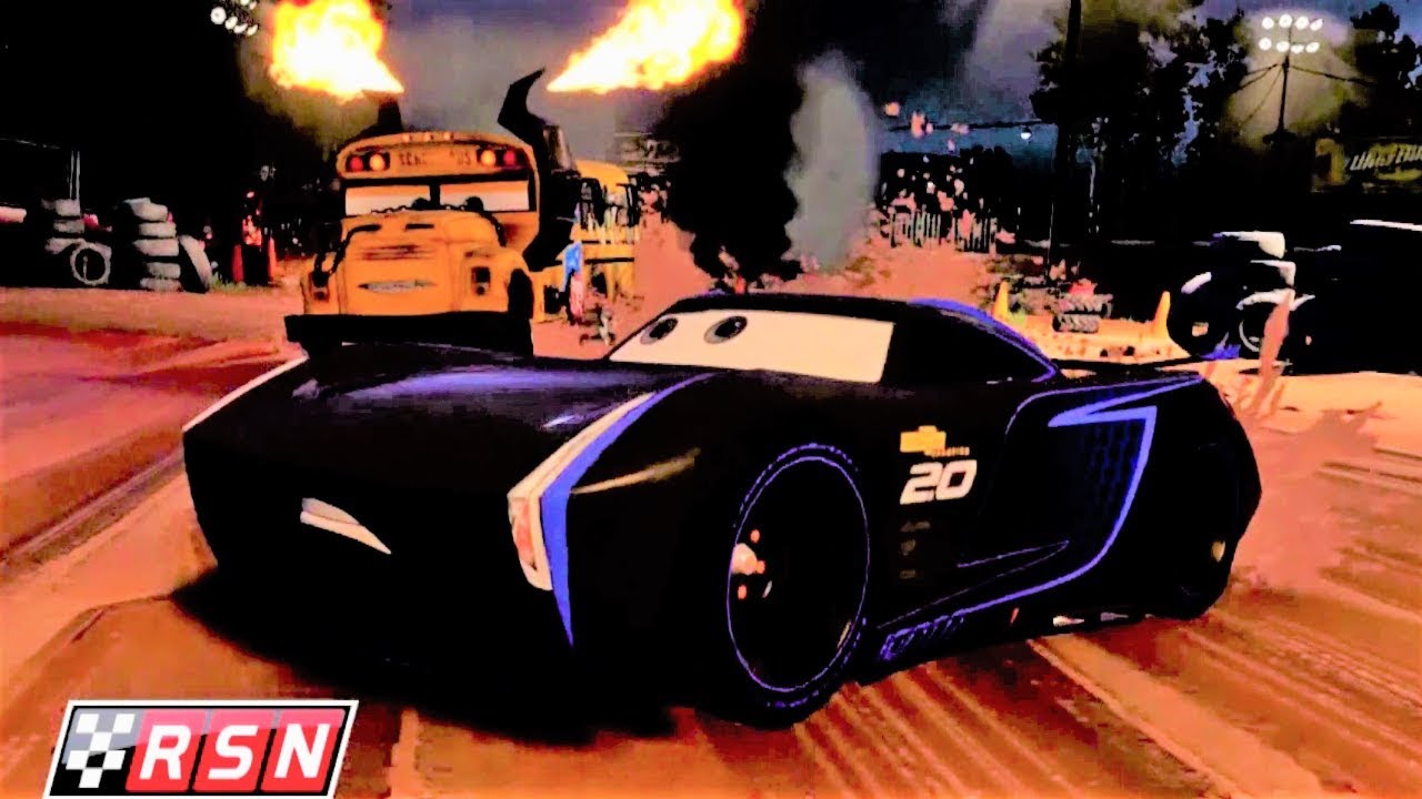 Jackson Storm Gets Chased by Miss Fritter in Cars 3 Final Race - YouTube