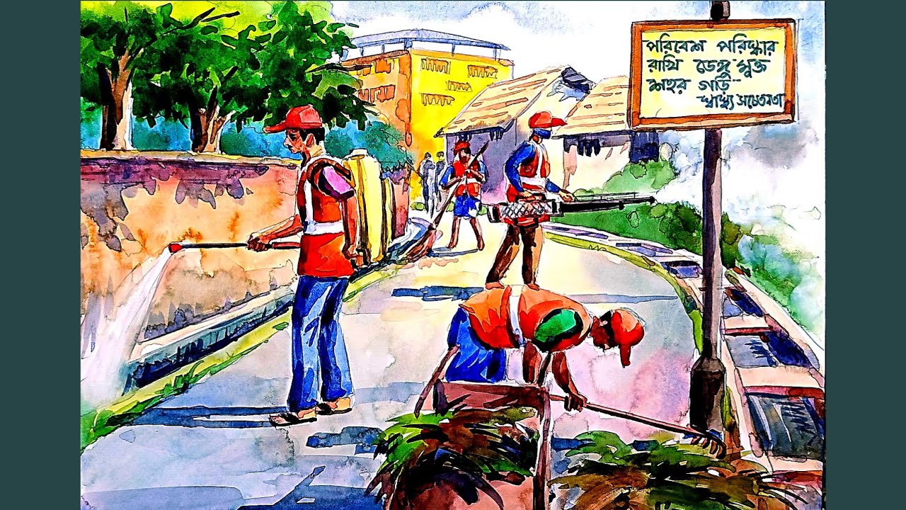 Dengue awareness drawing step by step with watercolour/Dengue ...