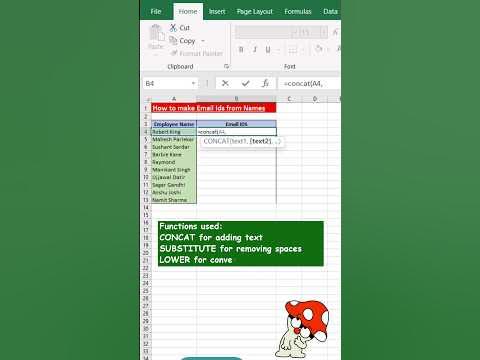 Create Email IDs in Seconds in Excel | Concat, Substitute & Lower Function | Hello Excel #viral ...