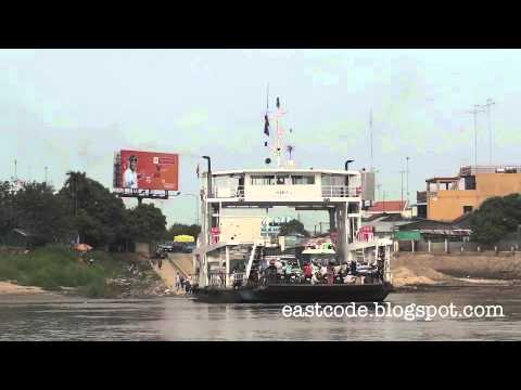 Neak Luong fery crossing Mekong River Cambodia - YouTube