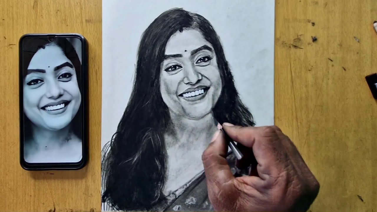 Ninaithen Vanthaai Serial |Abhirami Pencil Drawing |MagimayArts # ...