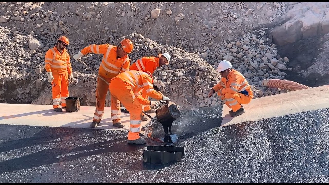 Asphalt Core Underway at Chimney Hollow Reservoir - YouTube