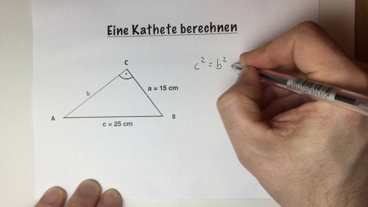 Satz des Pythagoras (Kathete berechnen) - YouTube