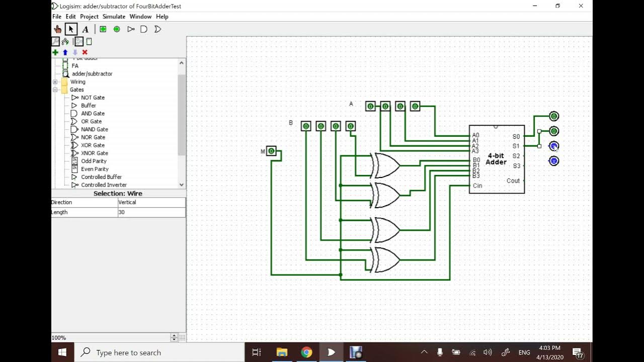 Designing and Testing an Adder/Subtractor Circuit Using Logisim - YouTube