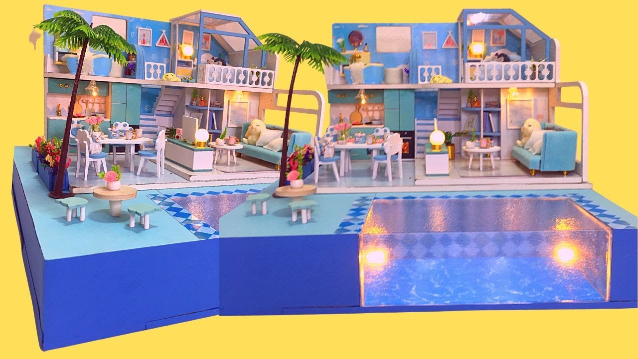 New DIY Miniature DOllhouse Dreamhouse with Pool #diy #miniatures - YouTube