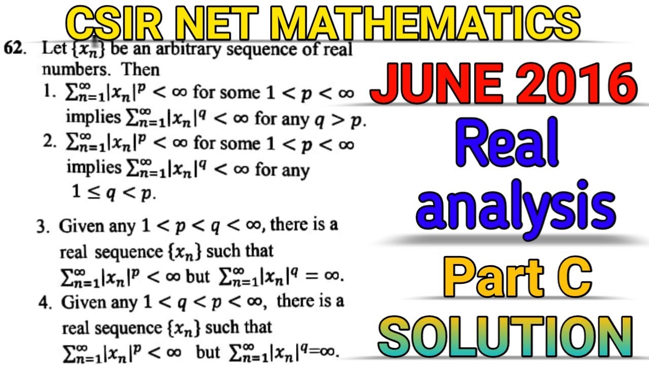 Csir Net Mathematics June 2016 Real Analysis Solution Youtube