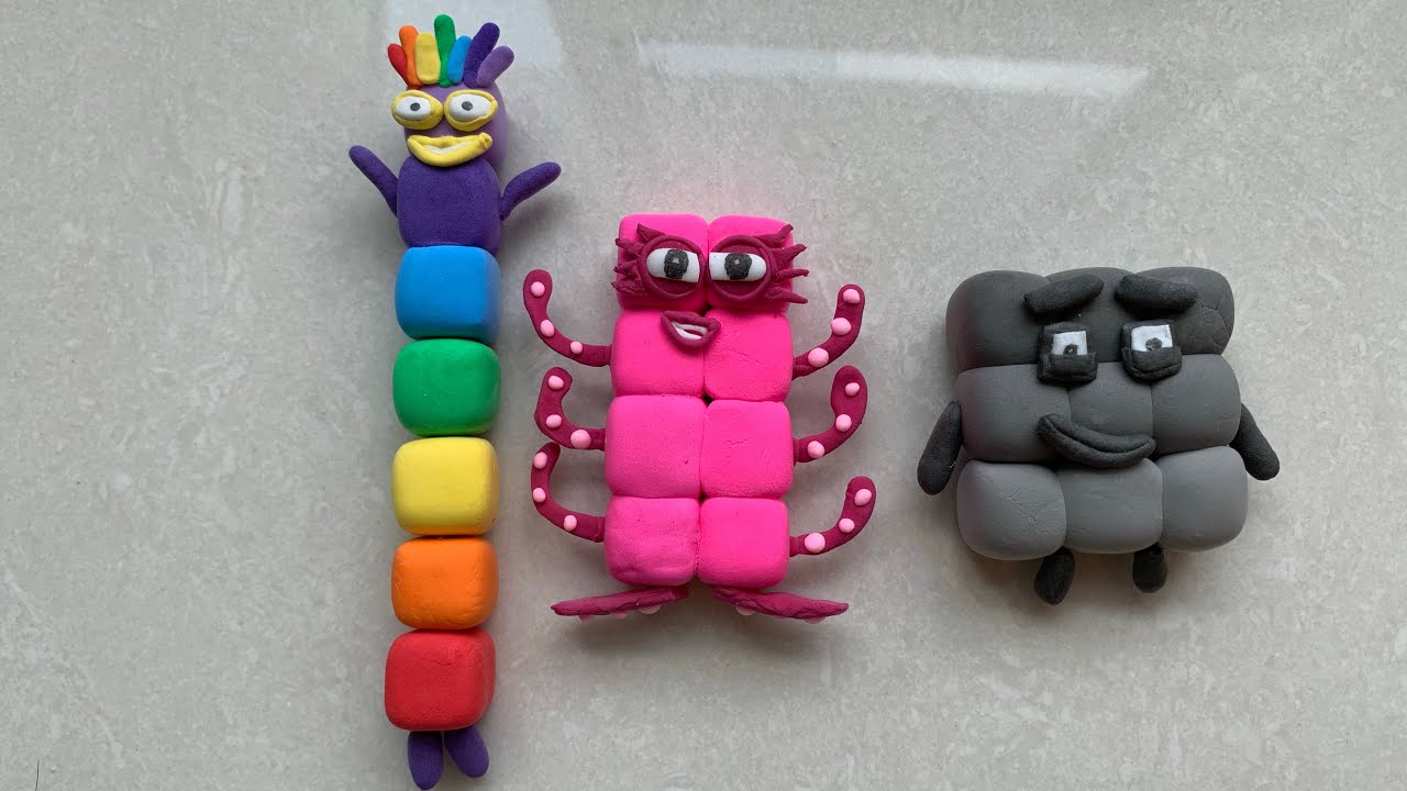 Number blocks 7,8,9 made using super light air dry clay SLADC - YouTube