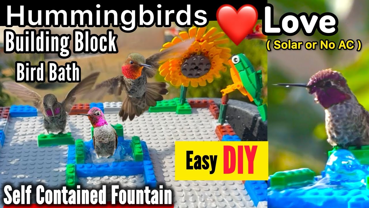 How To Make Hummingbird Water Fountain Birdbath with $1 Building Blocks ...