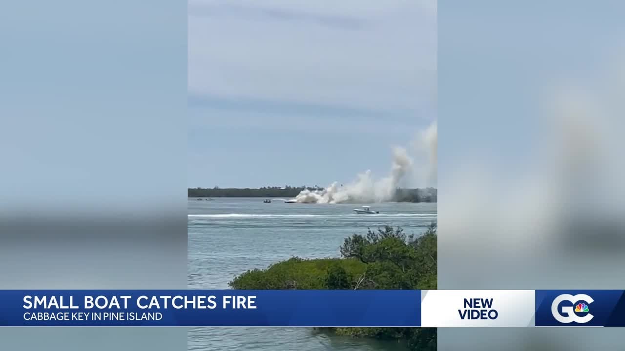 Small boat catches fire while docked at Cabbage Key - YouTube