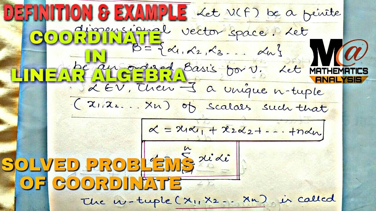 COORDINATE IN LINEAR ALGEBRA 🔥 - YouTube