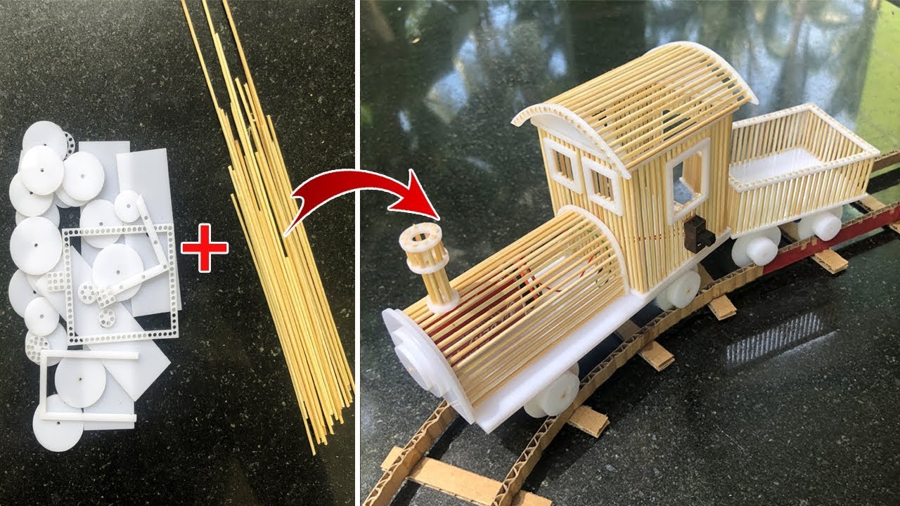 DIY Crafts - How to make train from bamboo toothpick, mica and ...