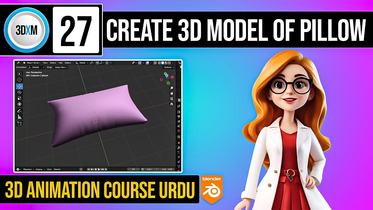 How to create a 3D Model of Pillow in Blender | Class 27 of 3D ...