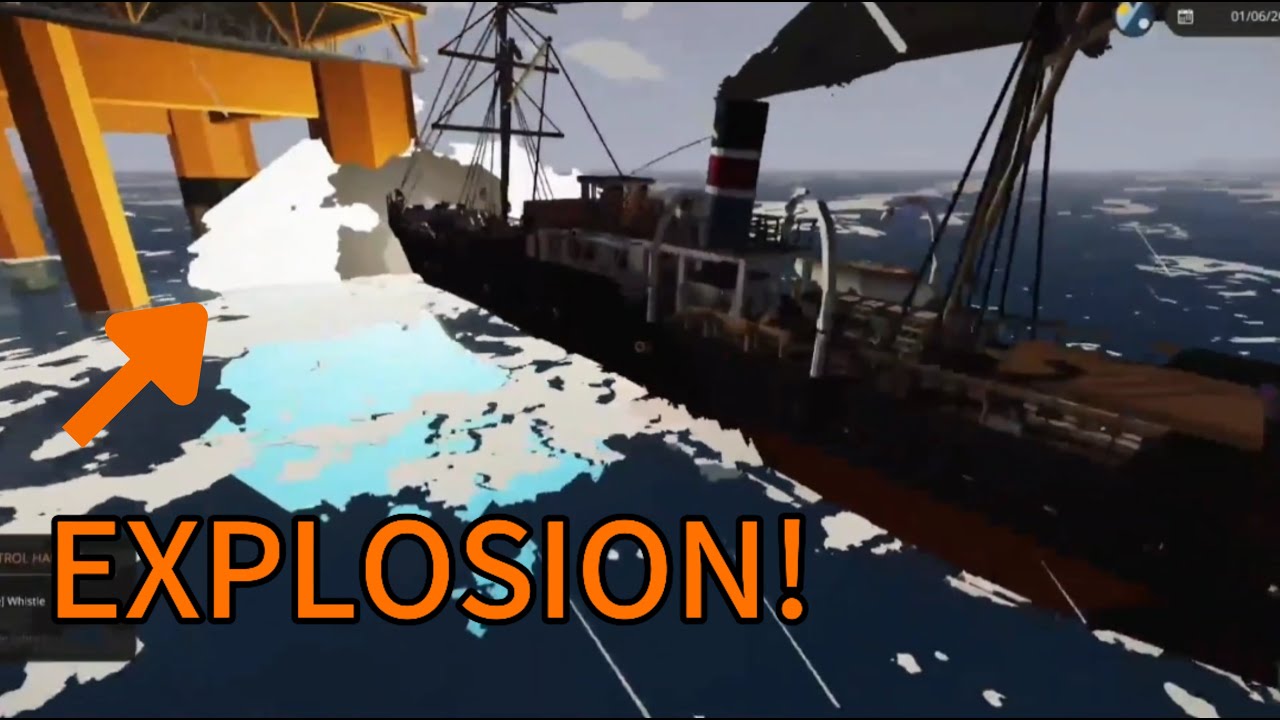 Ship hits oil rig and sinks! Stormworks! - YouTube