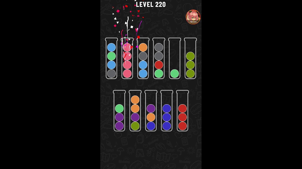 Ball sort Puzzle level 220 - YouTube